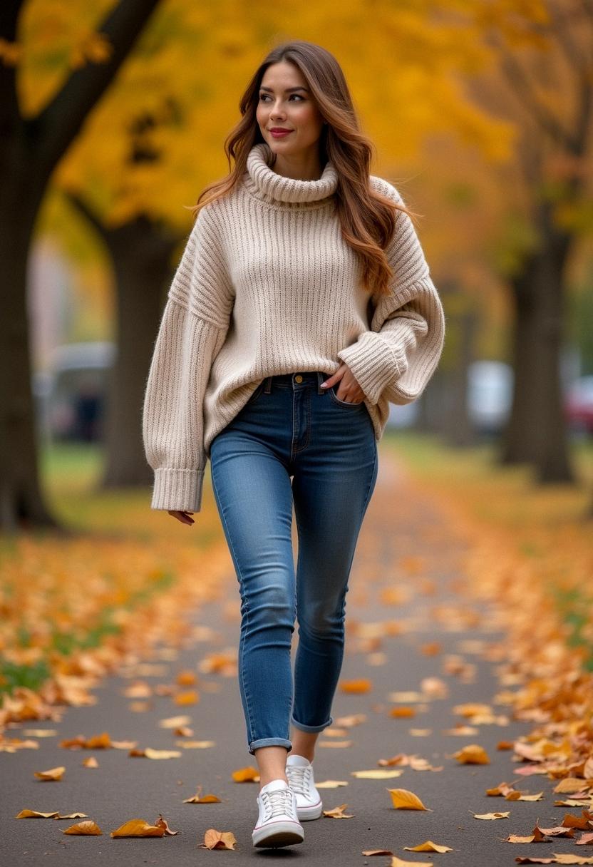 Trendy Fall Outfit With Sneakers - The Chic Tribe